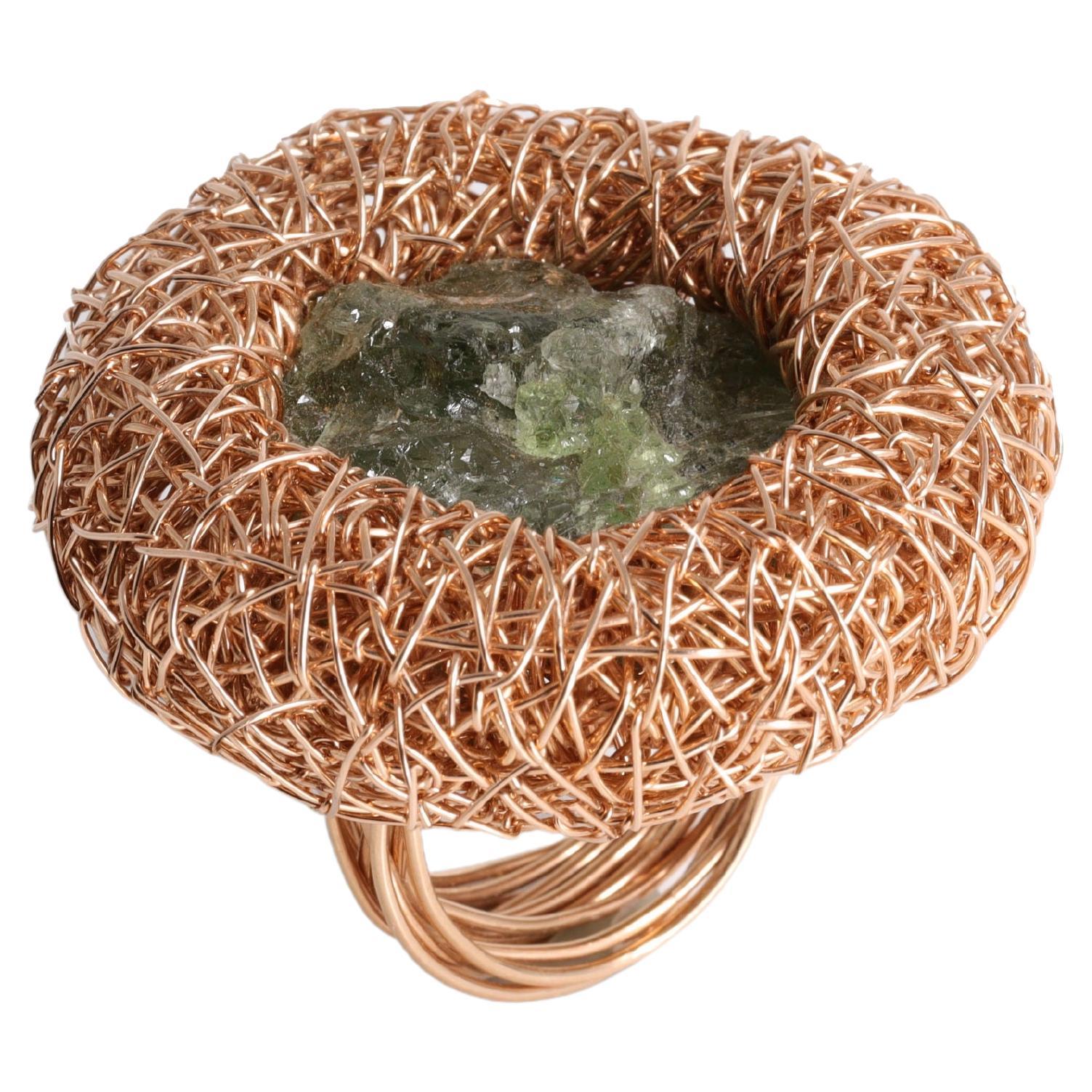 Artist Statement Green Double Malachite Stone Cocktail Ring in 14 kt ...