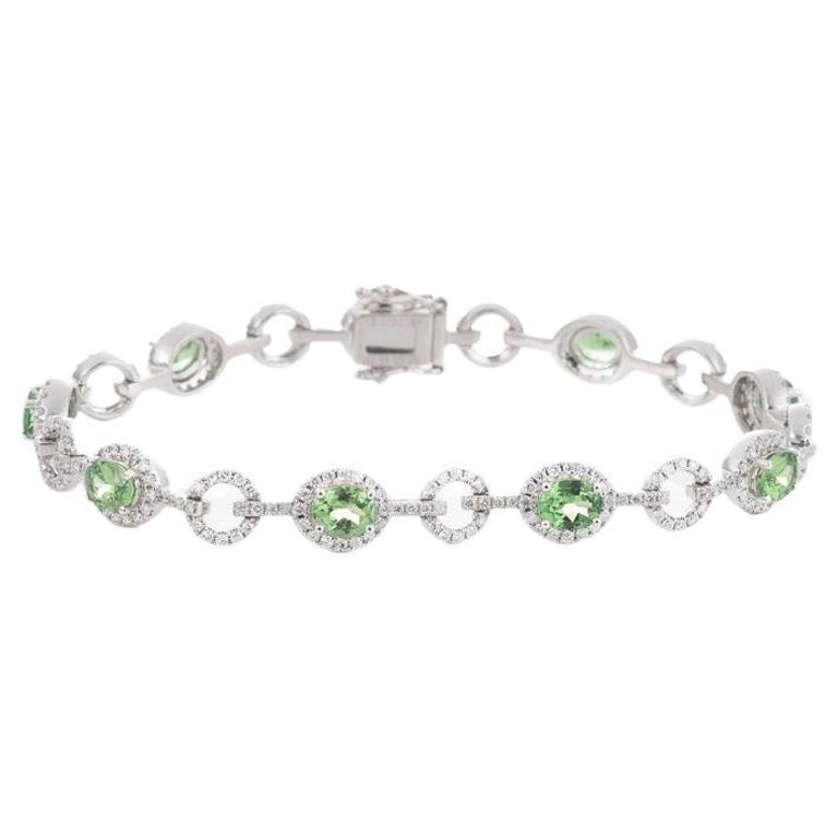 Green Tsavorite Diamond Bracelet For Sale at 1stDibs