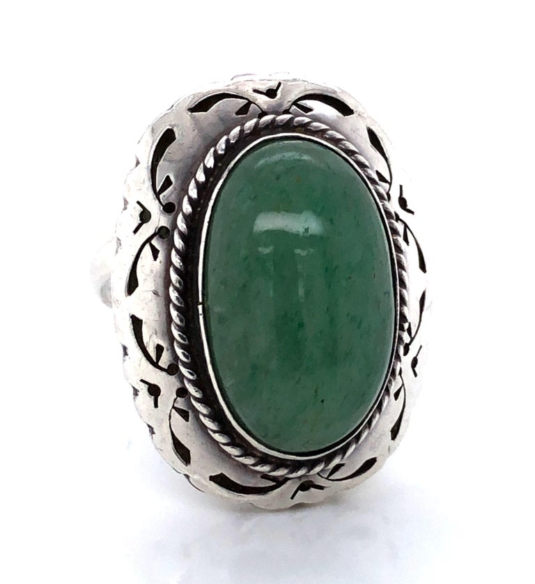 Green Turquoise Sterling Silver Ring For Sale at 1stDibs