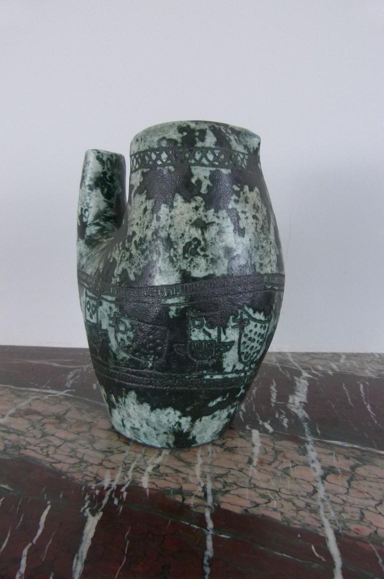 Green Vase-Pitcher by Jacques Blin, circa 1950 For Sale at 1stDibs