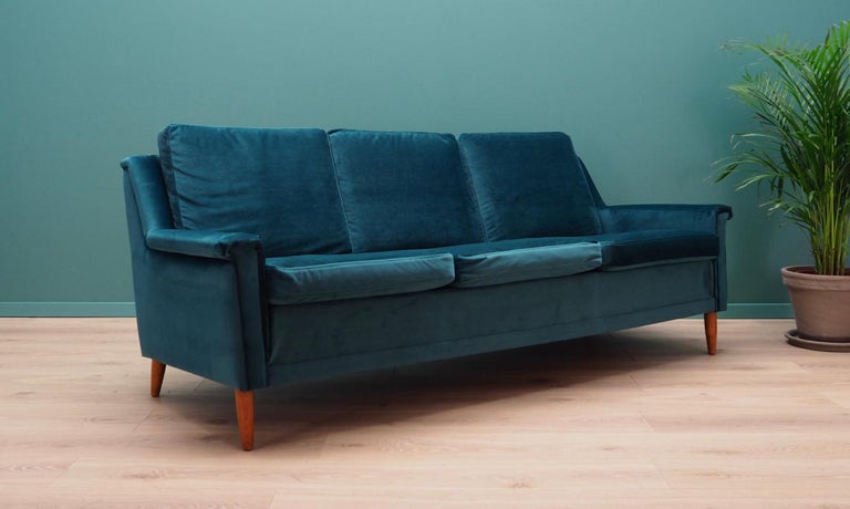 Green Velour Sofa Vintage 1970s Danish Design For Sale at 1stDibs