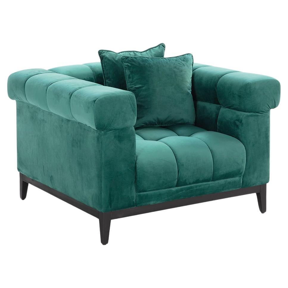 Green Velvet Armchair by Thai Natura For Sale at 1stDibs