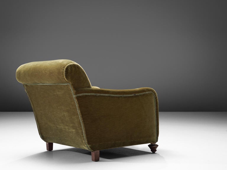 Green Velvet Lounge Chair, 1940s at 1stDibs | velvet long chair