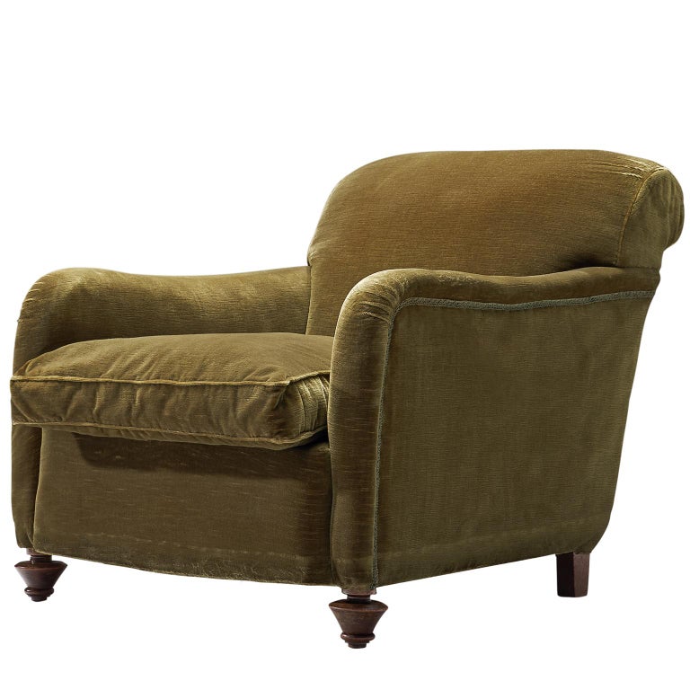 Green Velvet Lounge Chair, 1940s at 1stDibs | velvet long chair