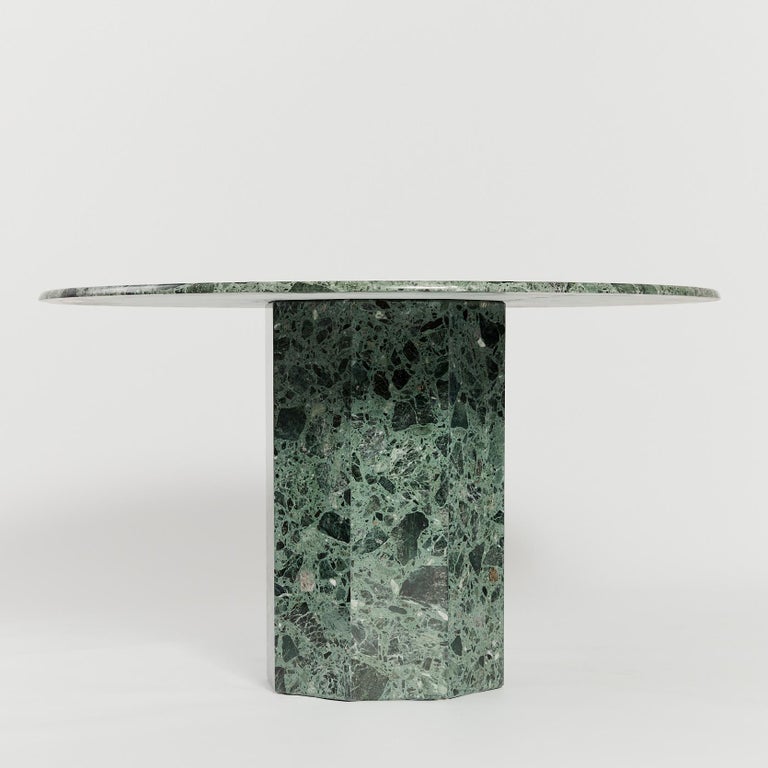 Green Verde Alpi Marble Round Table with Octagonal Base, 4-6 Seater at ...