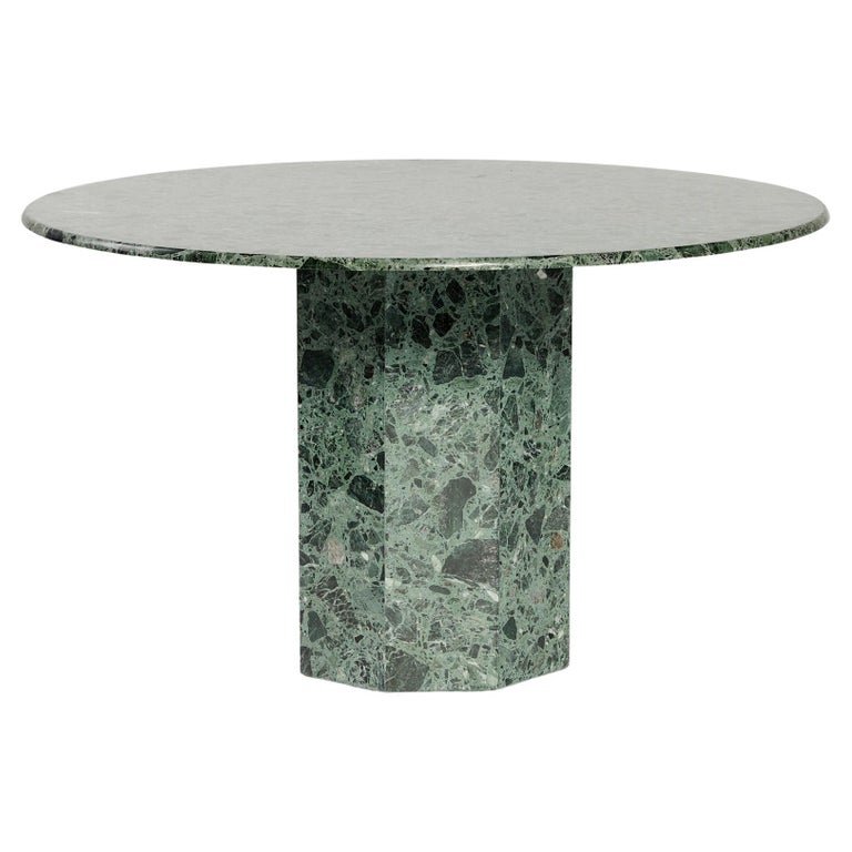 Green Verde Alpi Marble Round Table with Octagonal Base, 4-6 Seater at ...