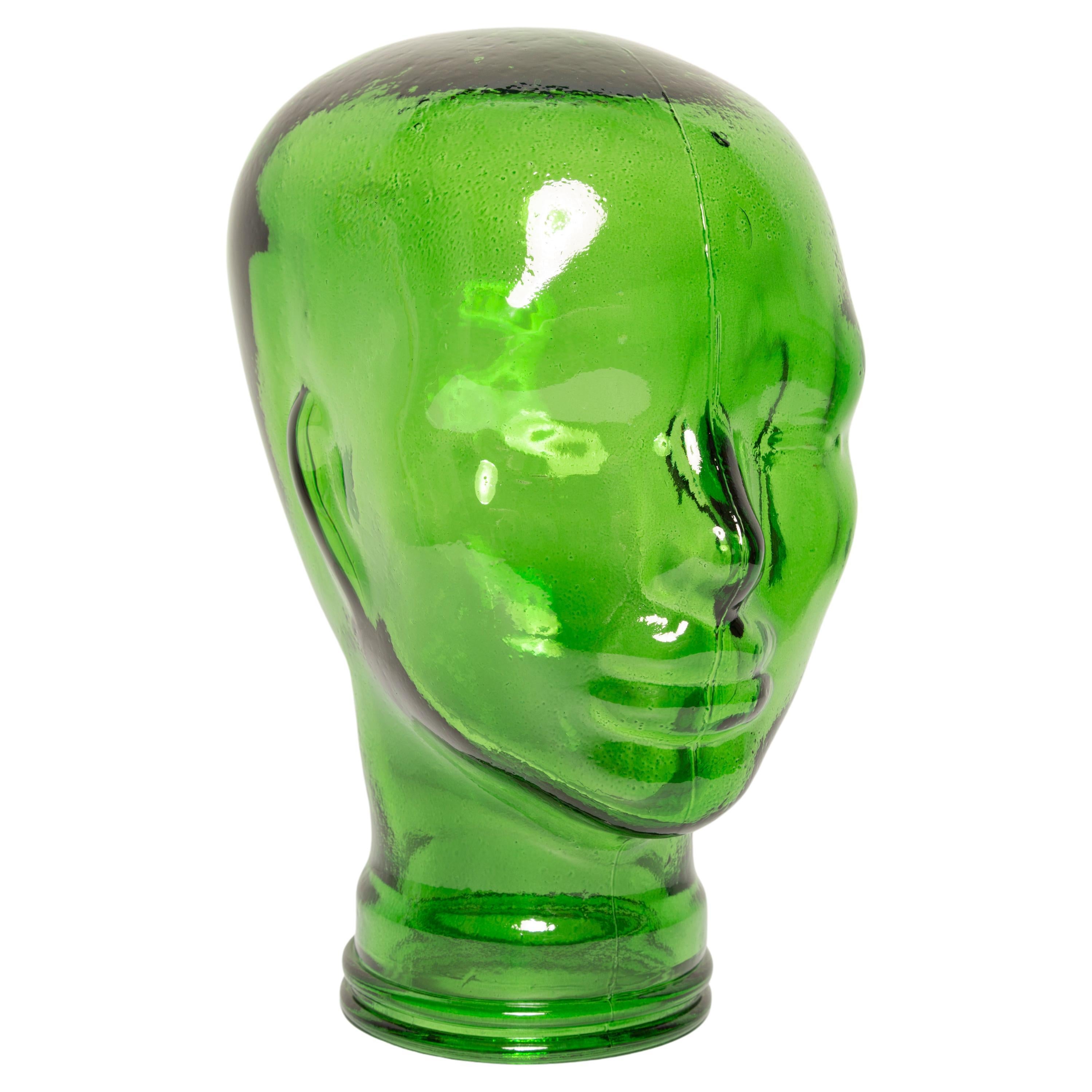 Green Vintage Decorative Mannequin Glass Head Sculpture, 1970s, Germany ...