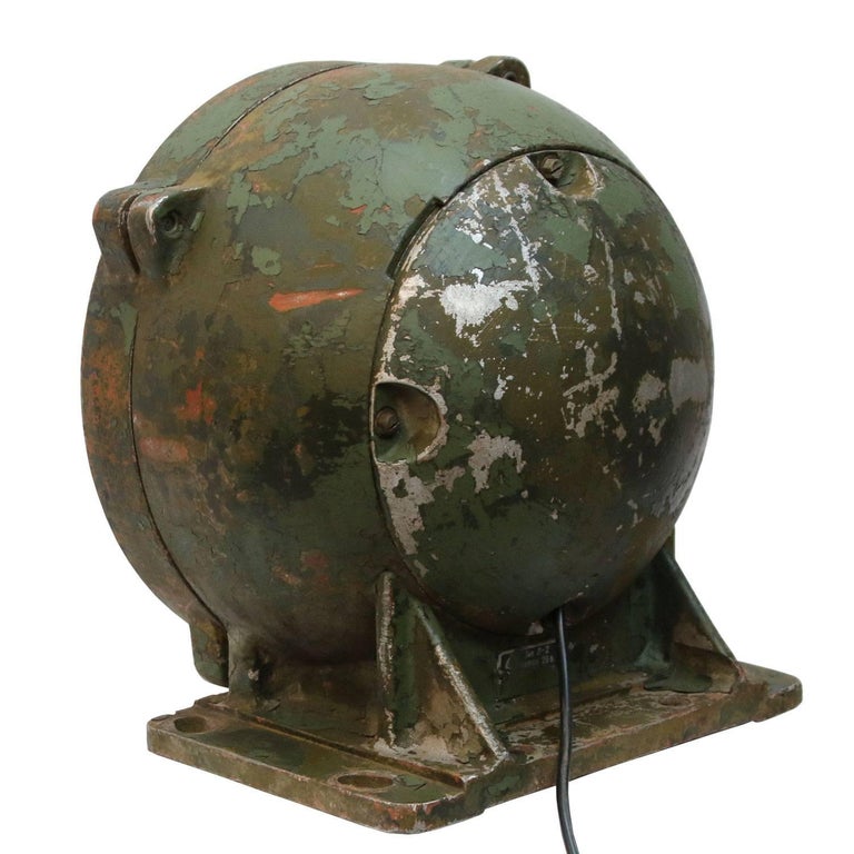 Green Vintage Industrial Army Tank Floor Table Lights For Sale at 1stdibs
