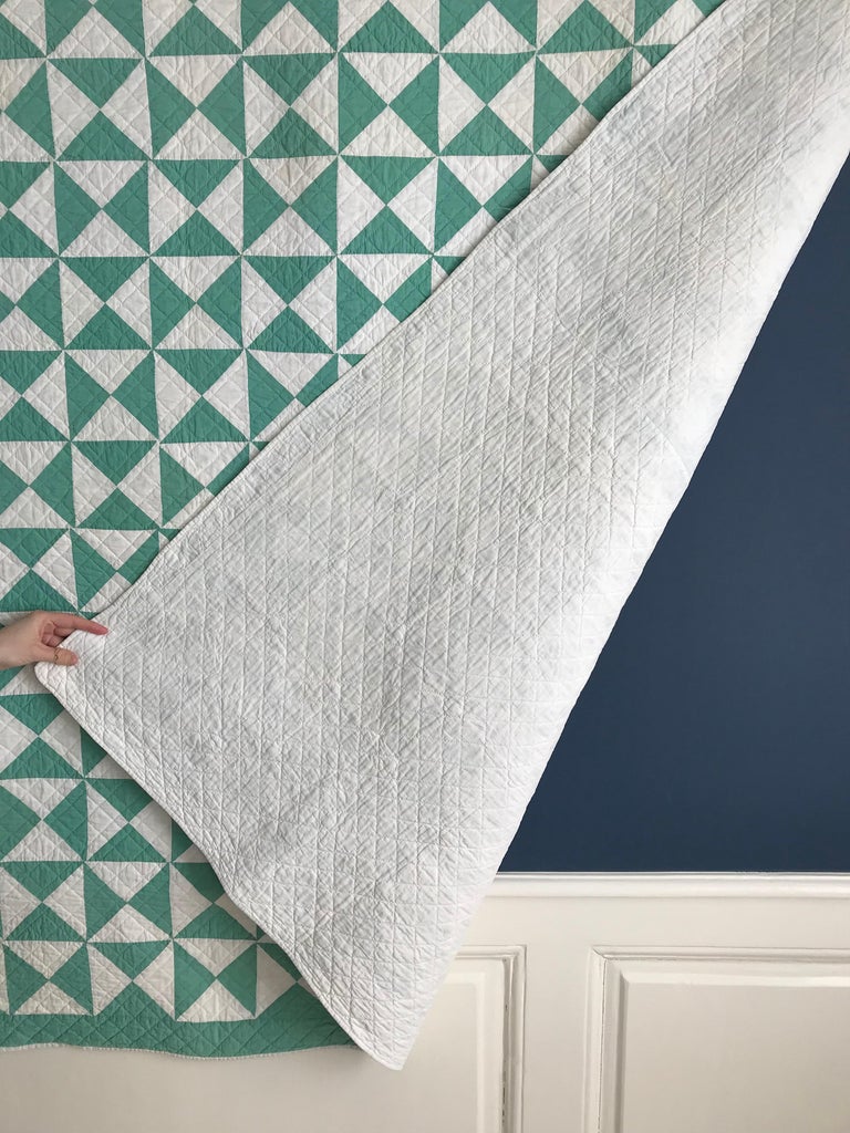 Green Vintage Patchwork Quilt at 1stDibs