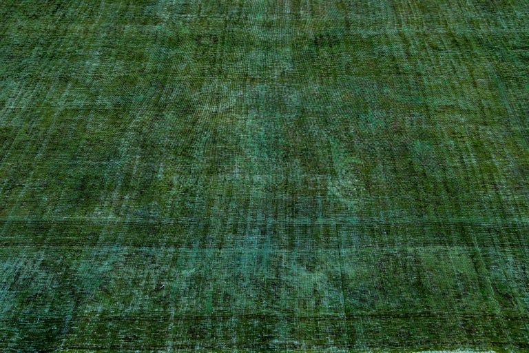 Green Vintage Persian Overdyed Handmade Allover Wool Rug For Sale at 1stDibs