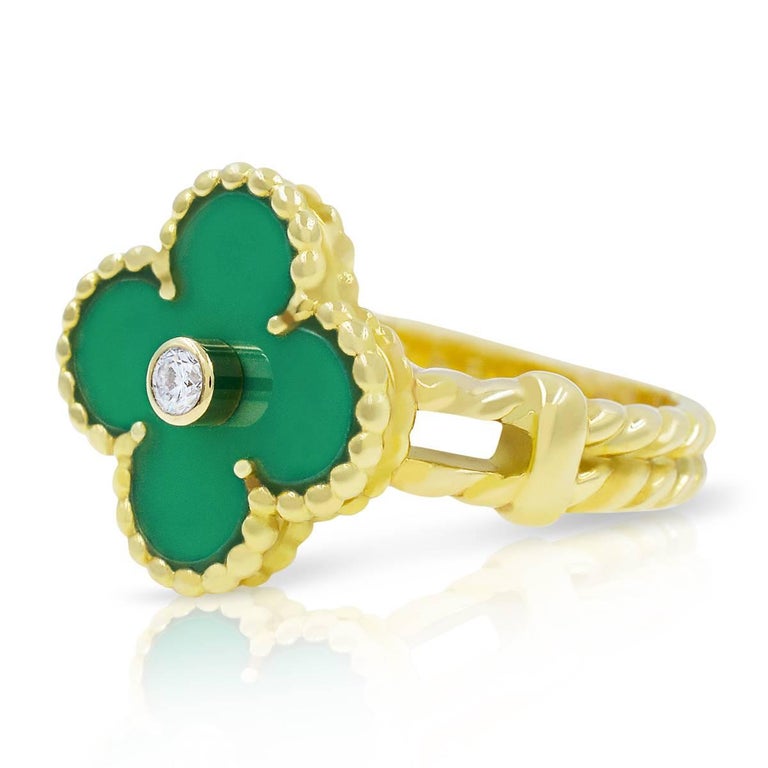 Green Vintage VCA Alhambra Clover Jade Ring at 1stDibs | vca ring, van ...