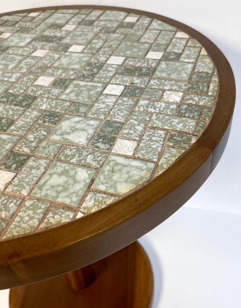 Green and White Tile Mosaic Drinks Table, Style of Gordon and Jane Martz For Sale at 1stDibs