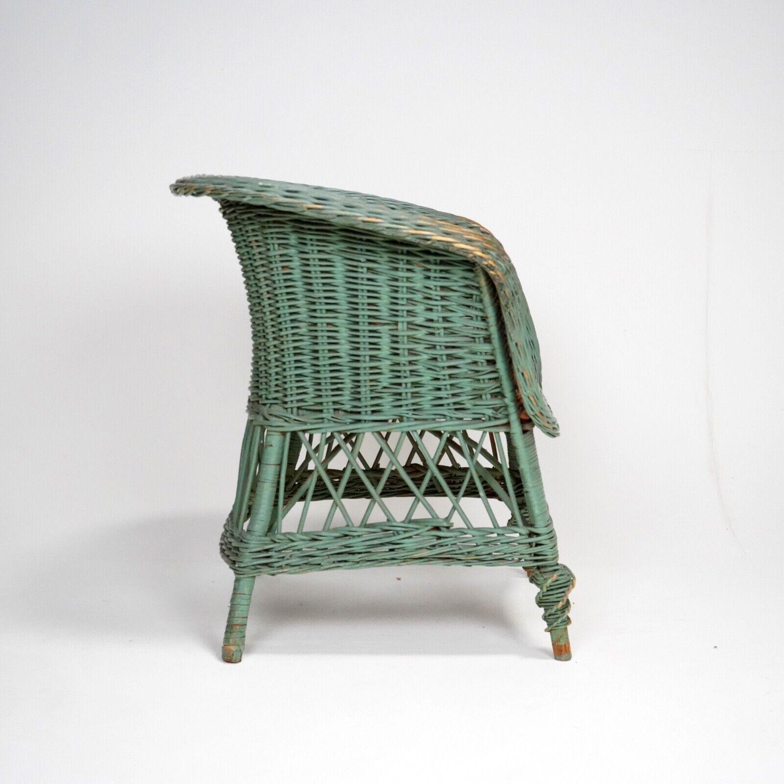 Green Wicker Chair at 1stDibs