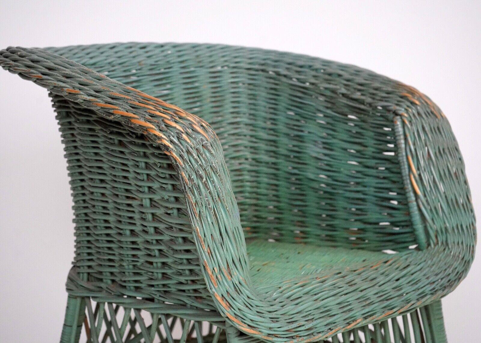 Green Wicker Chair at 1stDibs