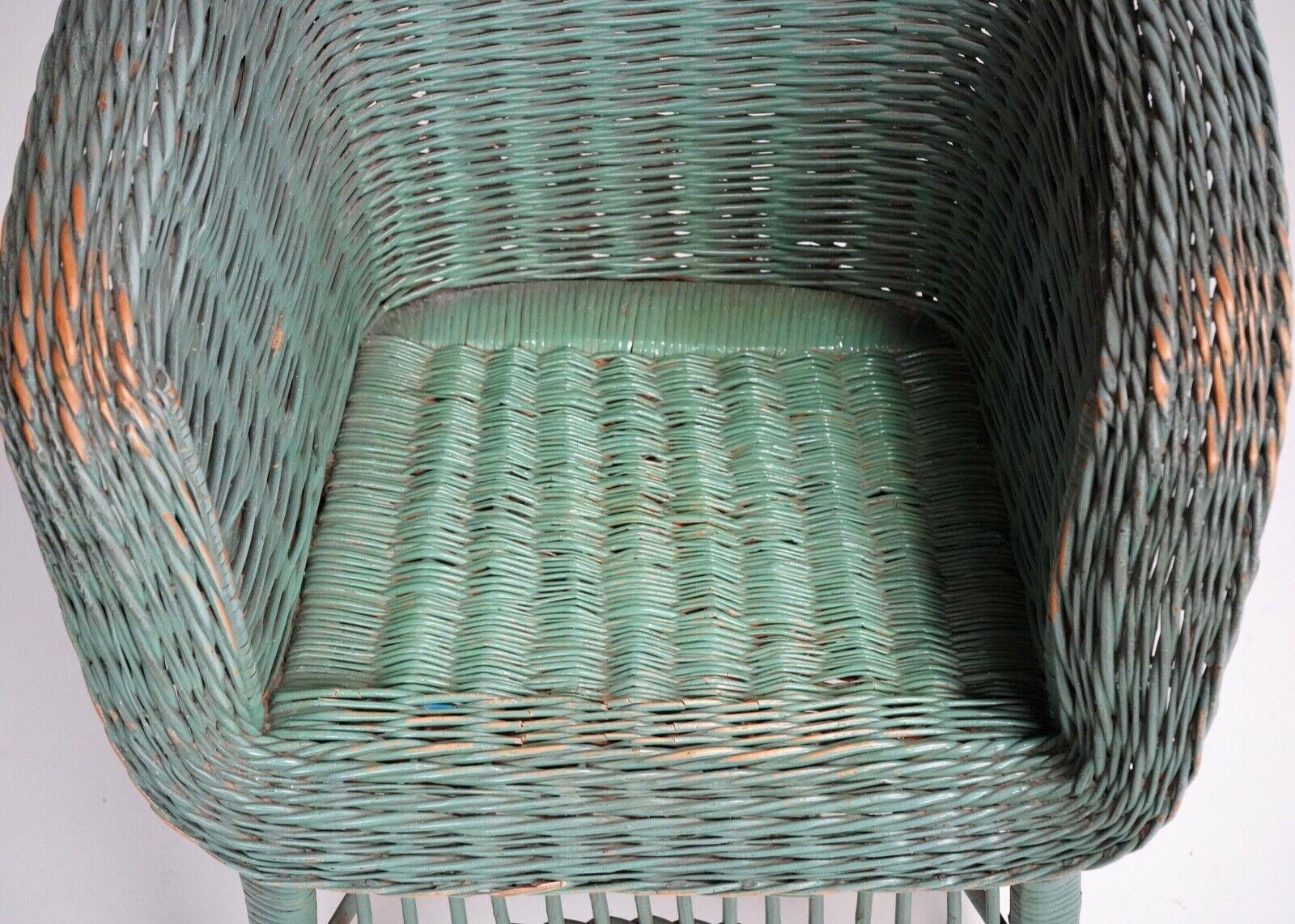 Green Wicker Chair at 1stDibs