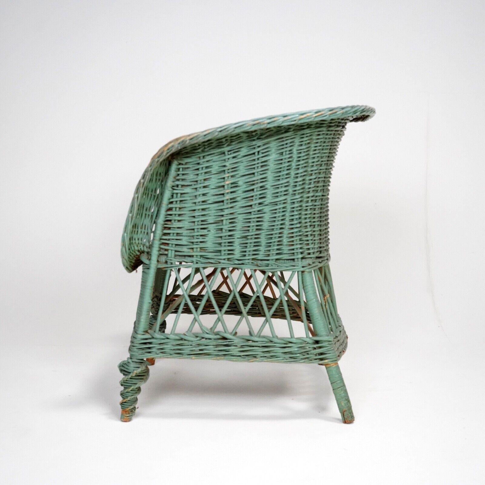 Green Wicker Chair at 1stDibs