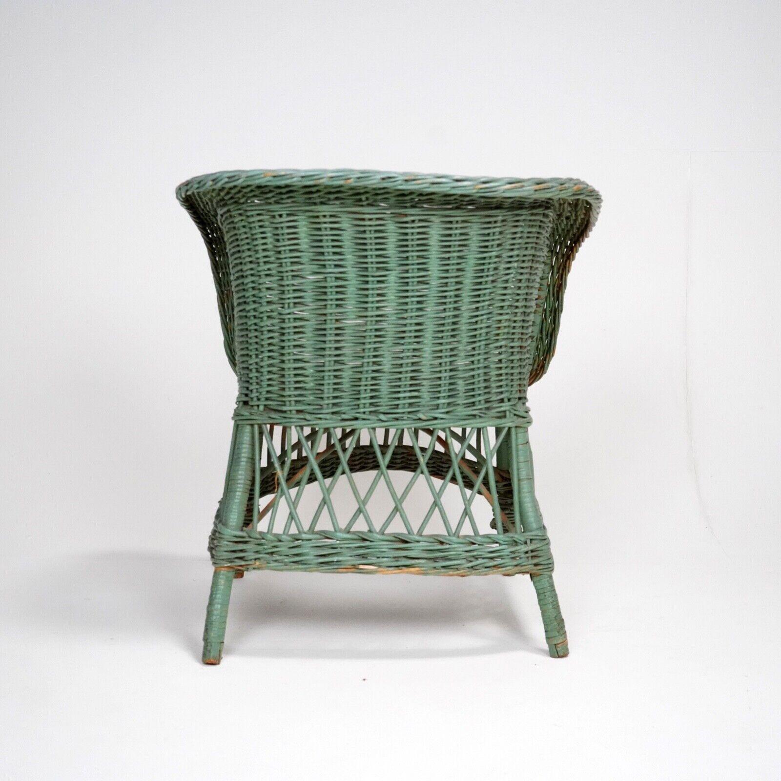 Green Wicker Chair at 1stDibs