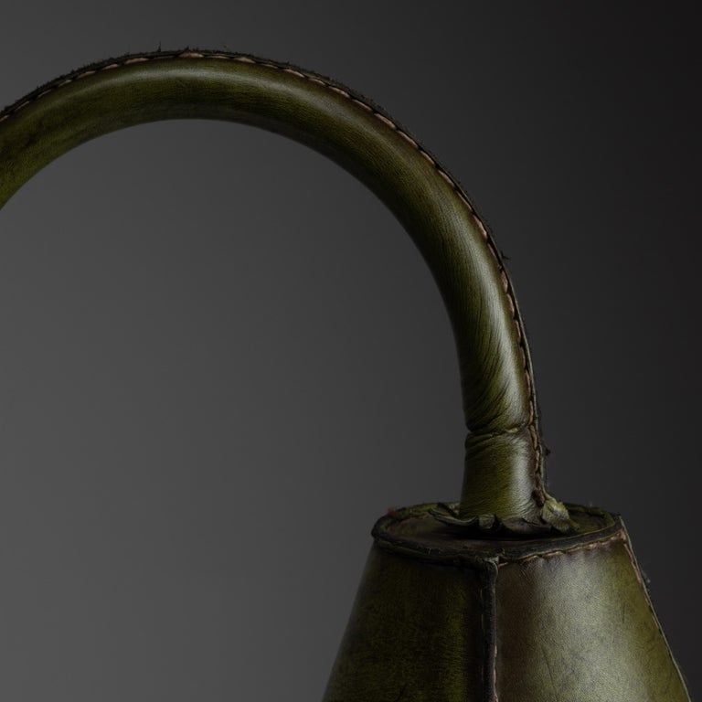 Green Leather Table Lamp by Valenti For Sale at 1stDibs