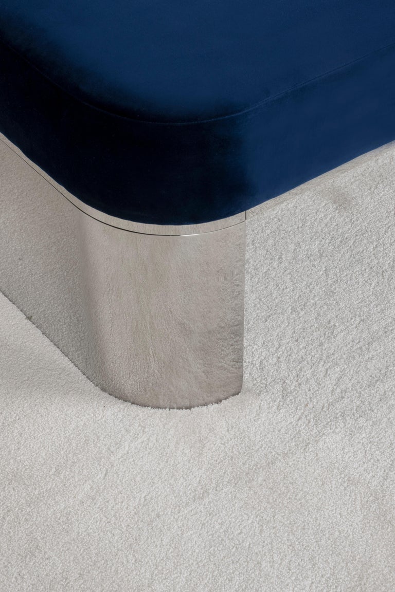 Greenapple Bed Stool, Abadia Bed Stool, Dark-Blue Velvet, Handmade in ...