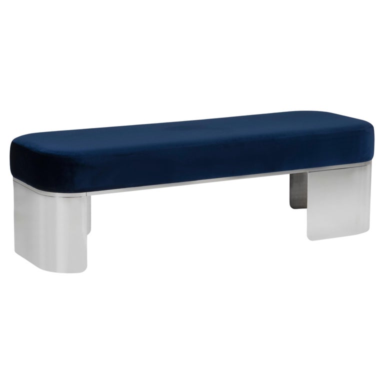 Greenapple Bed Stool, Abadia Bed Stool, Dark-Blue Velvet, Handmade in ...