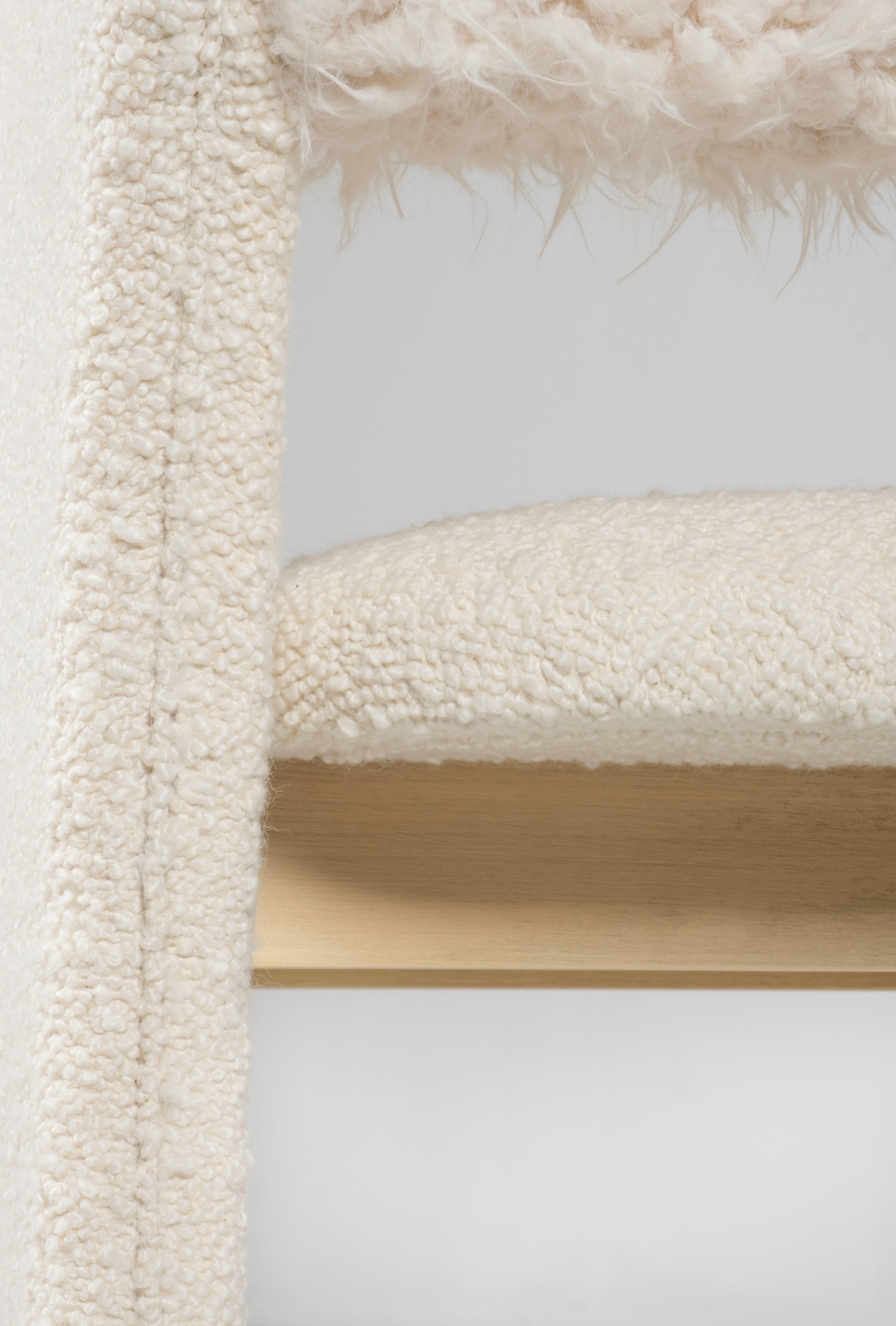 Modern Timeless Chairs, Beige Bouclé and Faux Fur, Handmade by ...