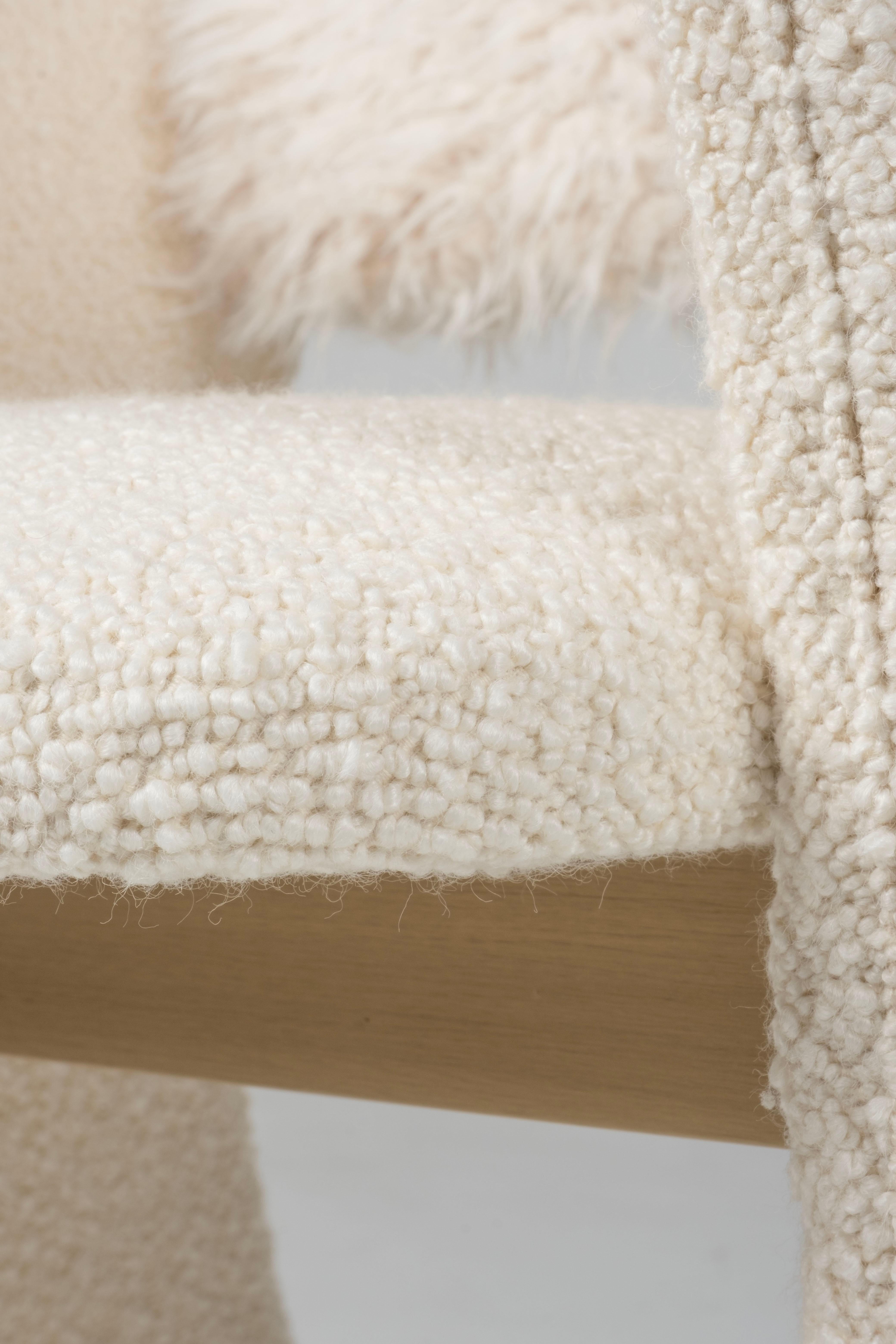 Modern Timeless Chairs, Beige Bouclé and Faux Fur, Handmade by ...