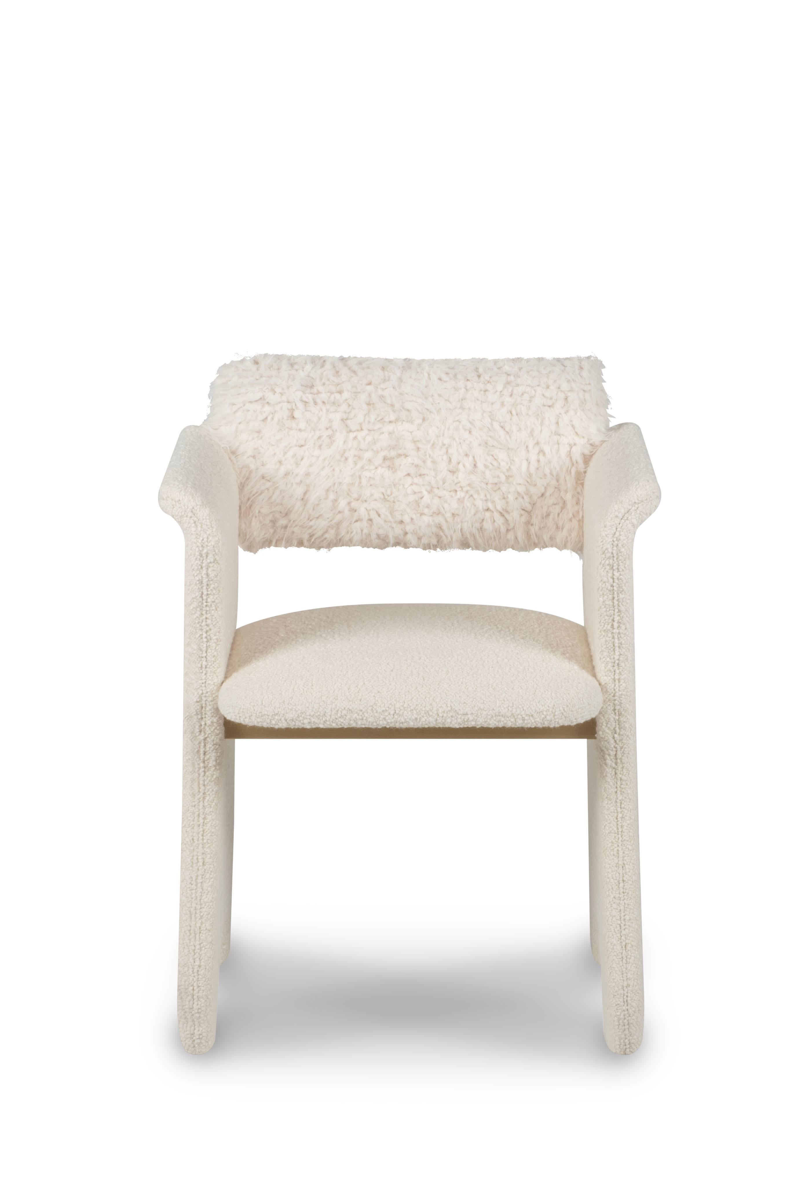 Modern Timeless Chairs, Beige Bouclé and Faux Fur, Handmade by ...