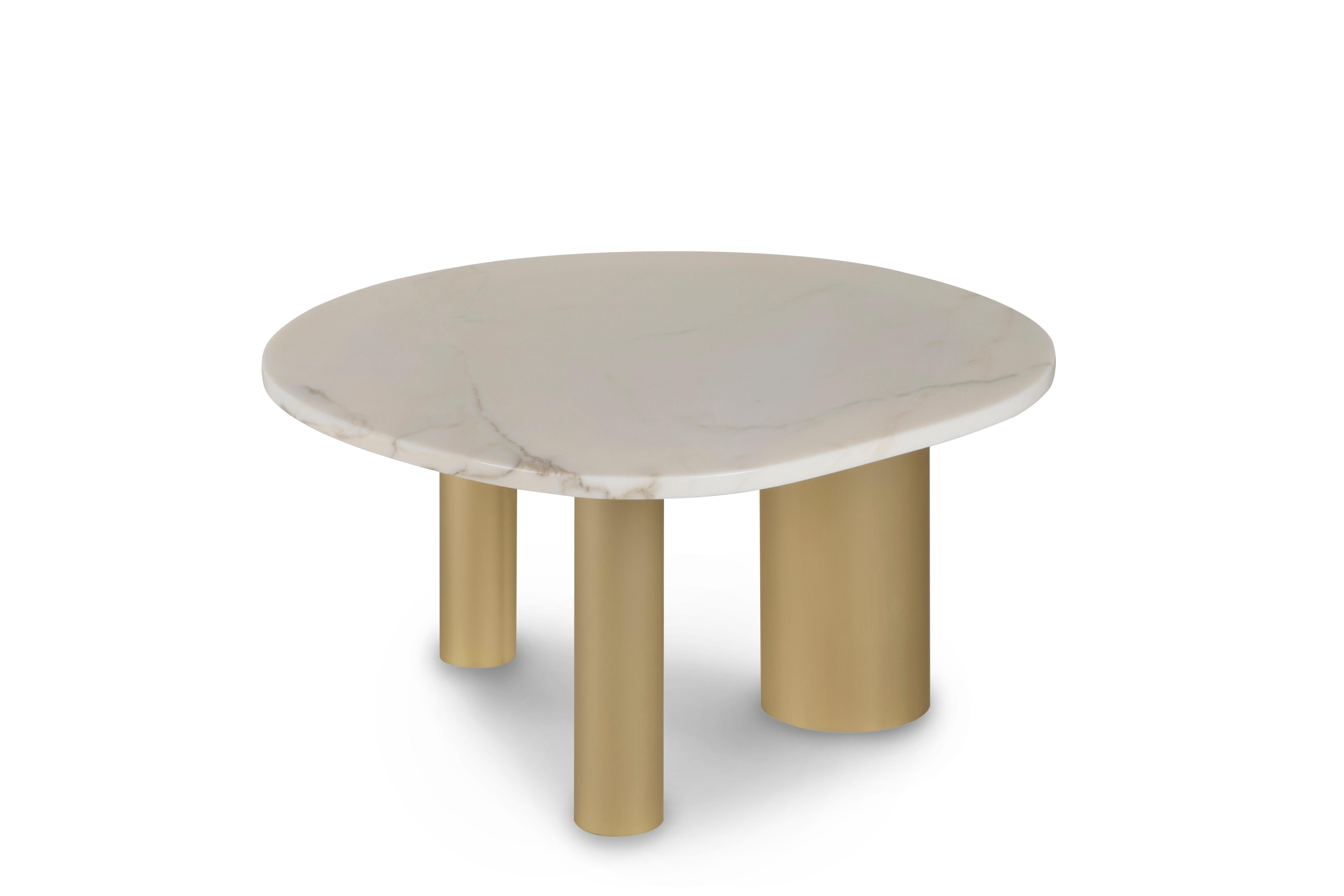 Modern Curve Coffee Table Calacatta Marble Brass Handmade Portugal ...