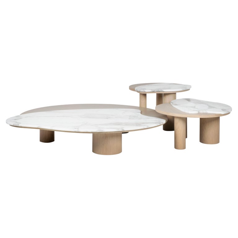 Organic Modern Bordeira Coffee Tables Set/3, Marble, Handmade by ...