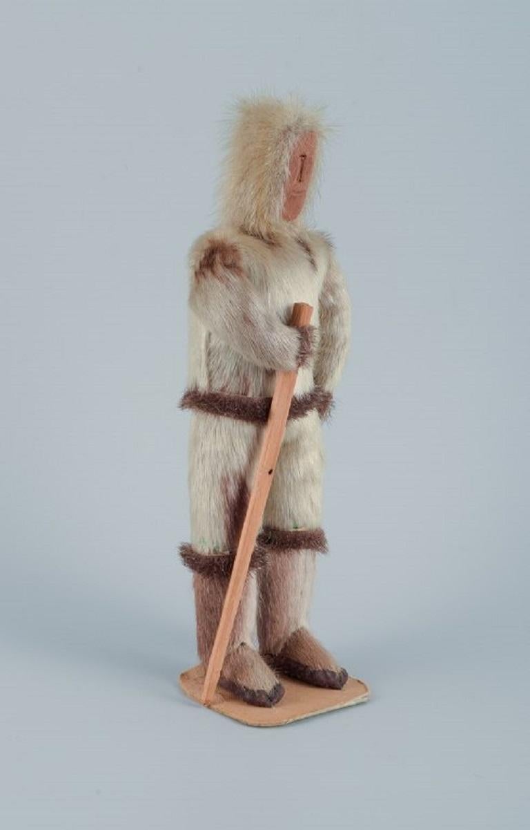 Greenlandica, Wooden Figure, Inuit in Traditional Clothes, Approx ...