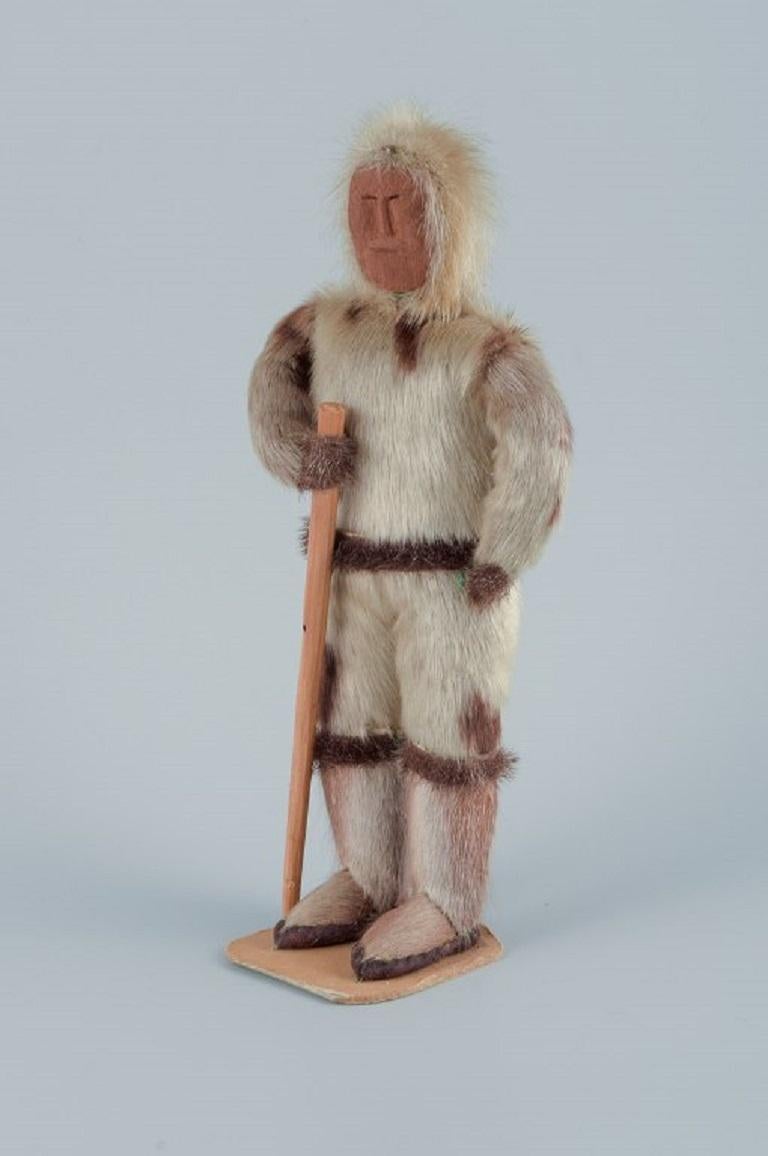Greenlandica, Wooden Figure, Inuit in Traditional Clothes, Approx ...