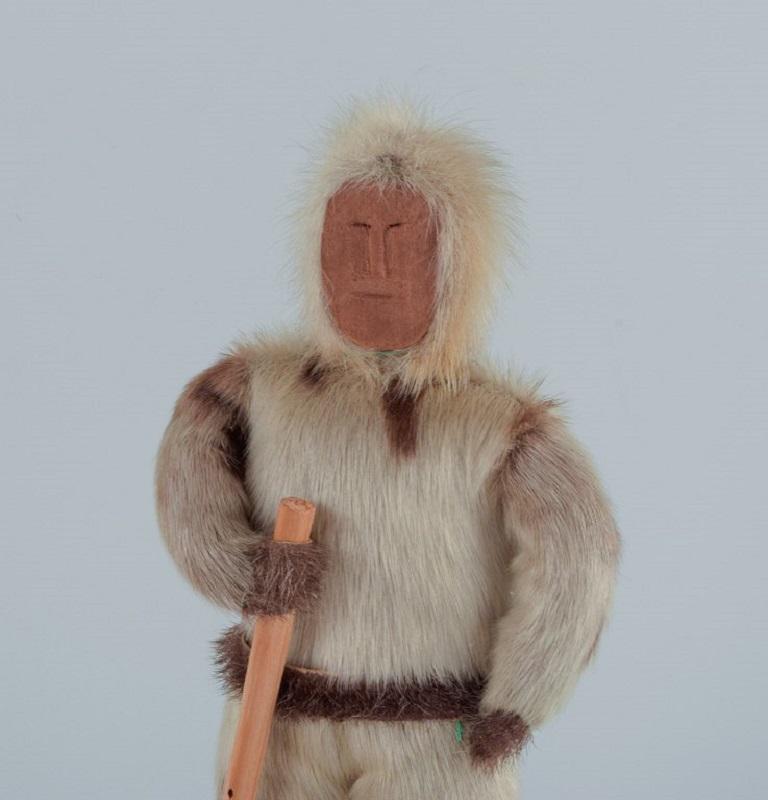Greenlandica, Wooden Figure, Inuit in Traditional Clothes, Approx ...