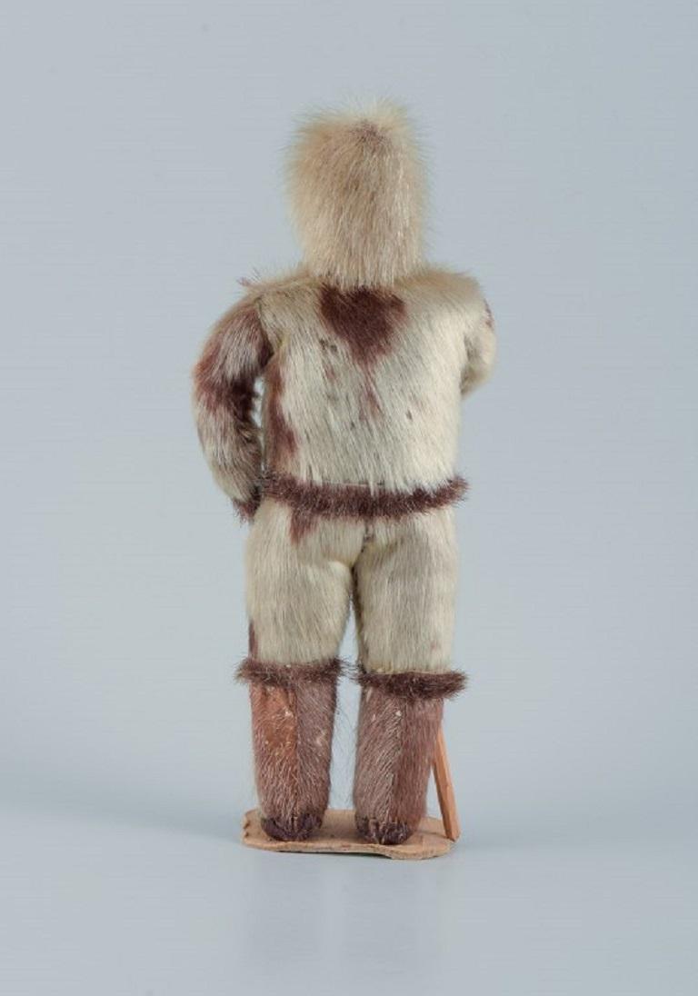 Greenlandica, Wooden Figure, Inuit in Traditional Clothes, Approx ...