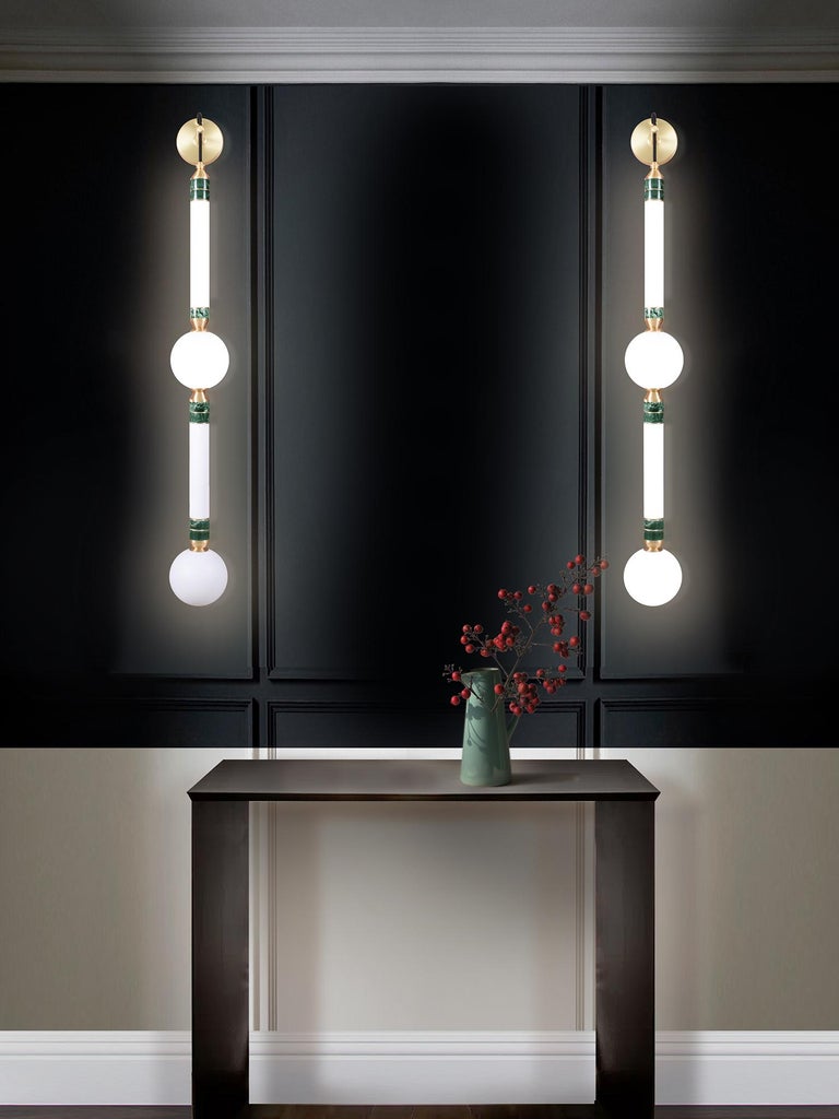 Greenstone Wall Light 'Large' 'Greenstone, Brass and Glass with ...