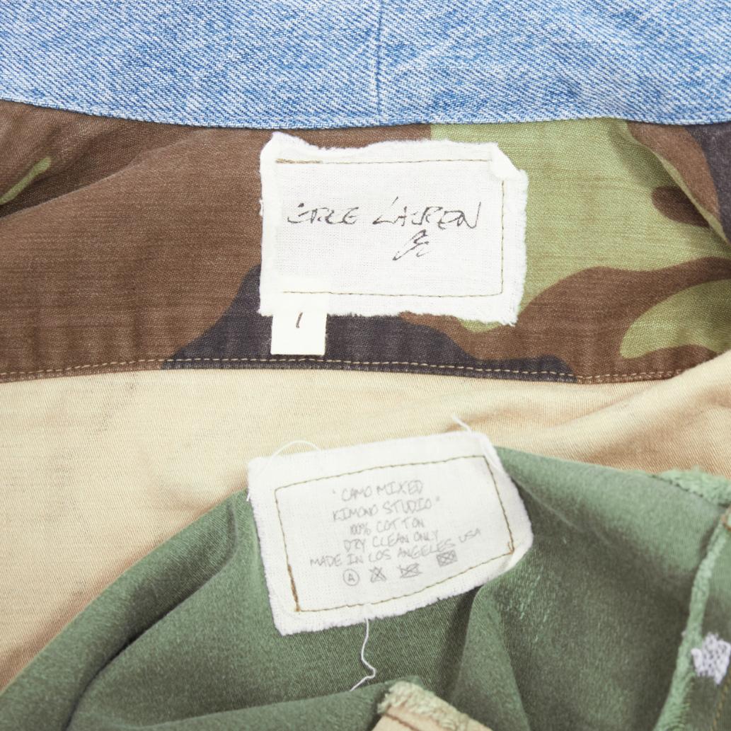 GREG LAUREN Camo Mixed GL1 green blue denim patchwork jacket Sz1 For ...