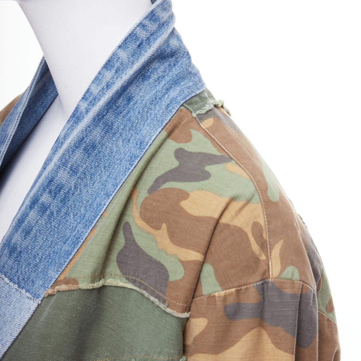 GREG LAUREN Camo Mixed GL1 green blue denim patchwork jacket Sz1 For ...