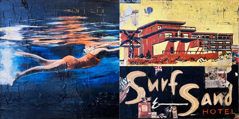 Greg Miller - Surf and Sand (Diptych), 2023_Greg Miller_Acrylic/Collage ...