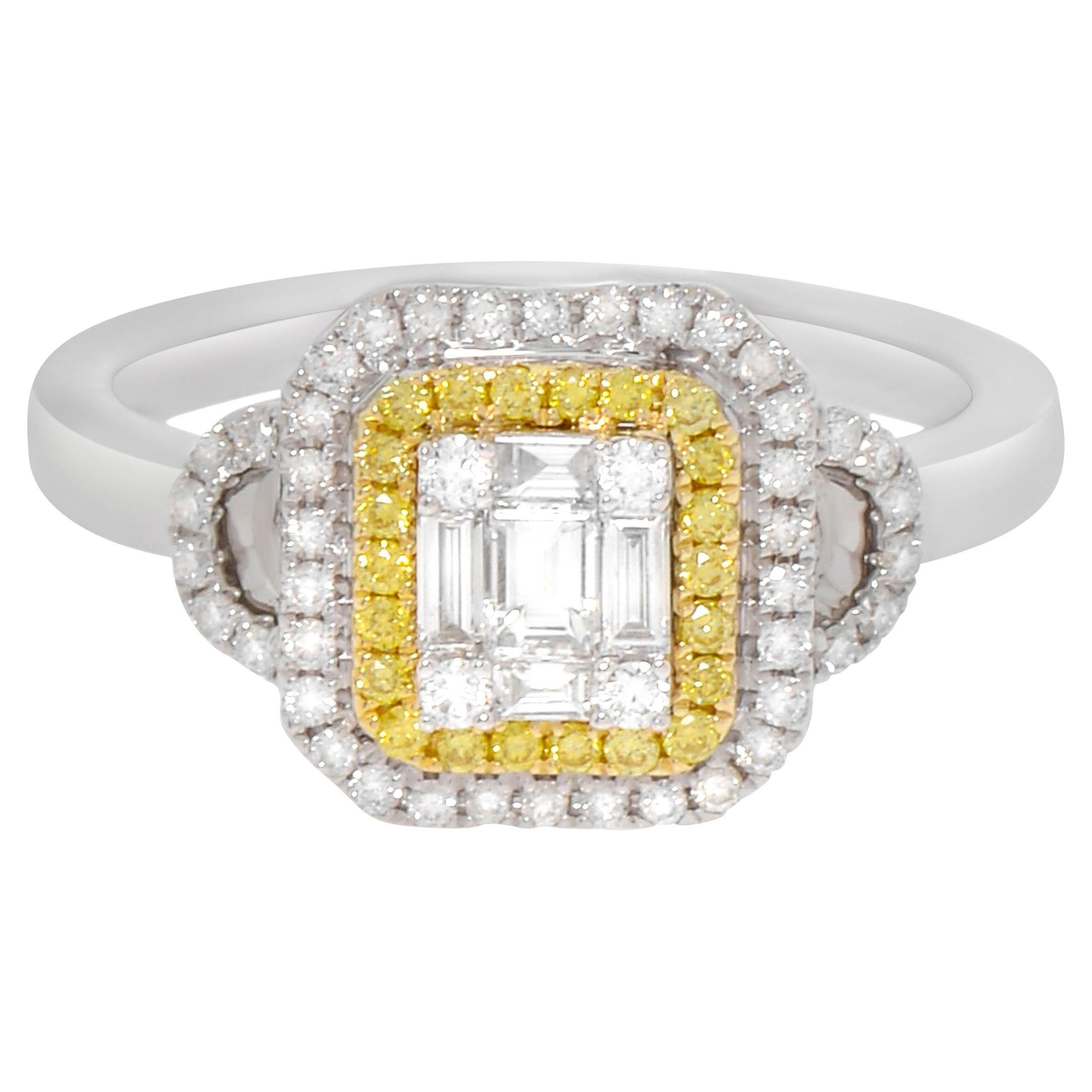 3.09 Carat Fancy Yellow, Green and Grey GIA Diamond 14k White Gold ...