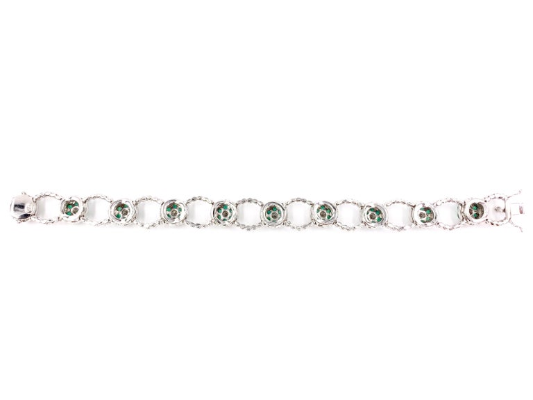 Gregg Ruth 18 Karat White Gold Emerald and Diamond Bracelet at 1stDibs