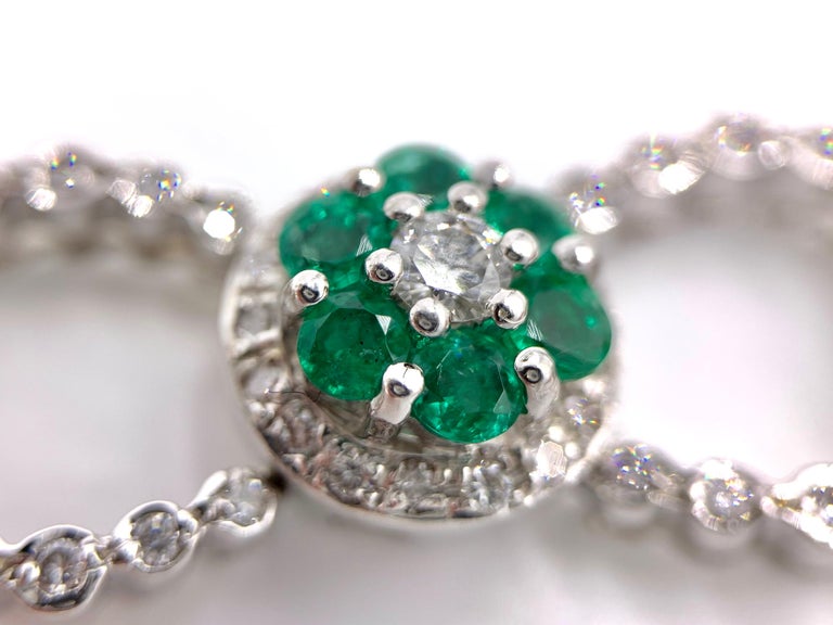 Gregg Ruth 18 Karat White Gold Emerald and Diamond Bracelet at 1stDibs