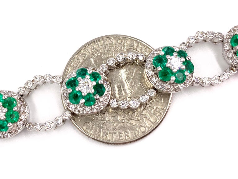 Gregg Ruth 18 Karat White Gold Emerald and Diamond Bracelet at 1stDibs