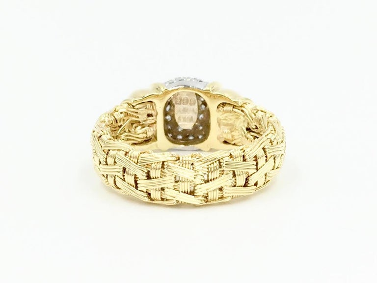 Gregg Ruth 18 Karat Woven Ring with Pavé Diamonds For Sale at 1stDibs
