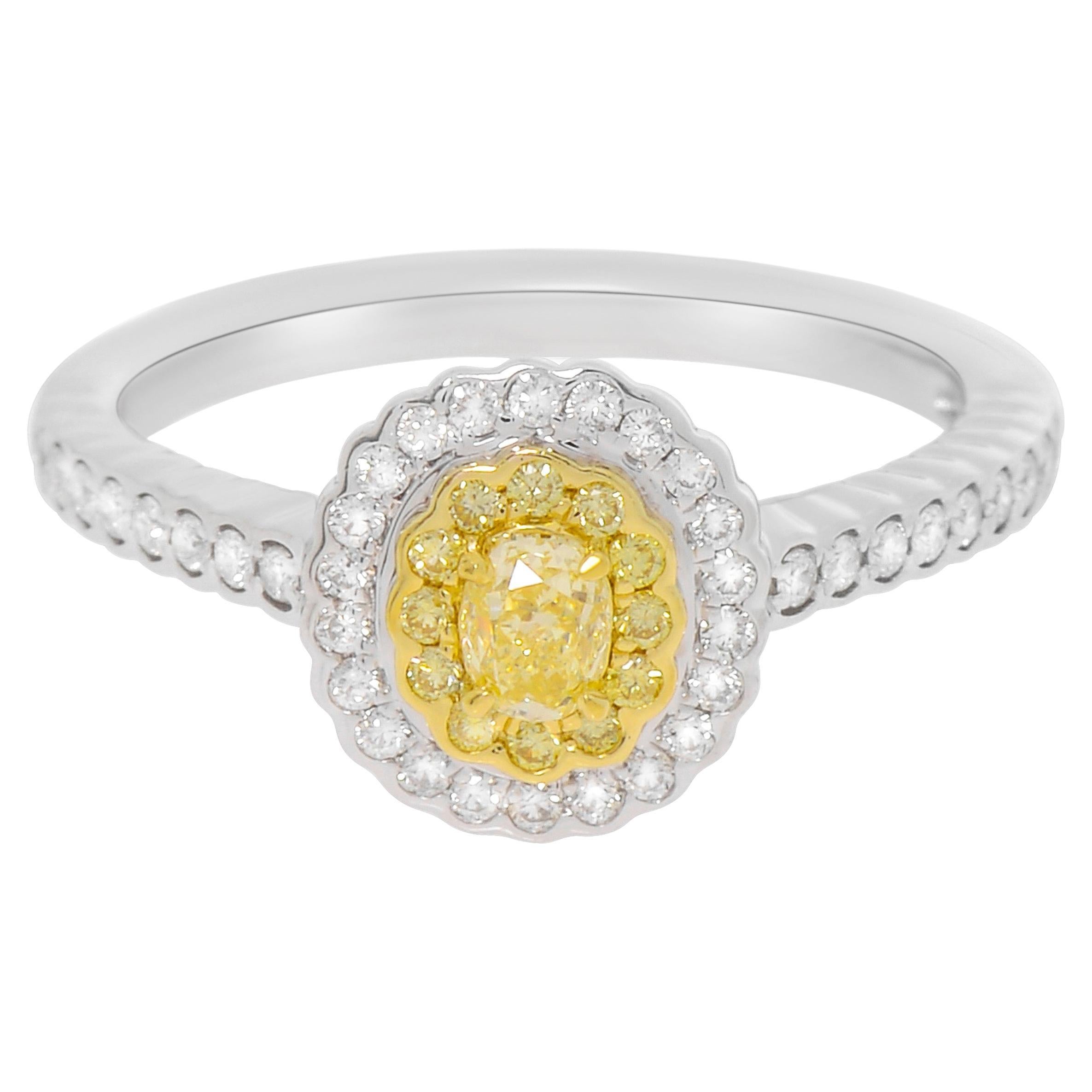 Gregg Ruth 3.42 Carat Radiant Cut Light Fancy Yellow Diamond Engagement ...