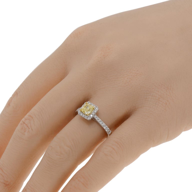 Gregg Ruth 18k Gold, Fancy Yellow Diamond and White Diamond Engagement Ring For Sale at 1stDibs