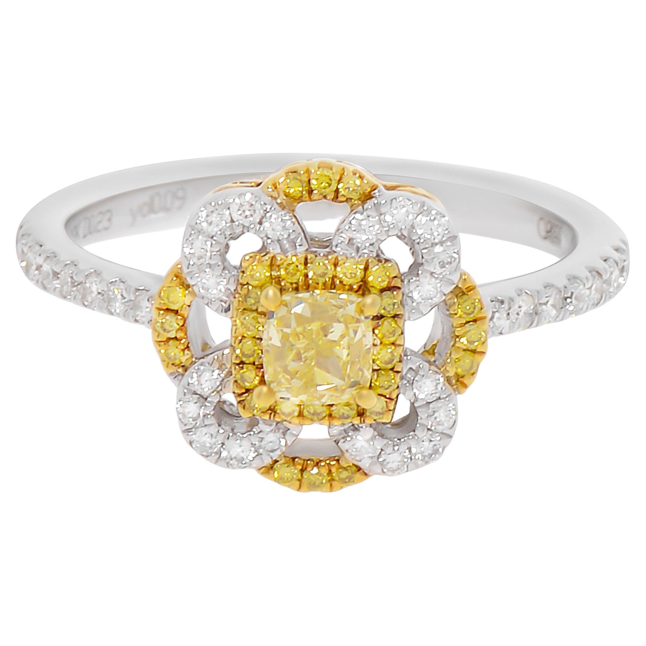 Gregg Ruth 18k White Gold, Fancy Yellow Diamond and White Diamond Ring ...