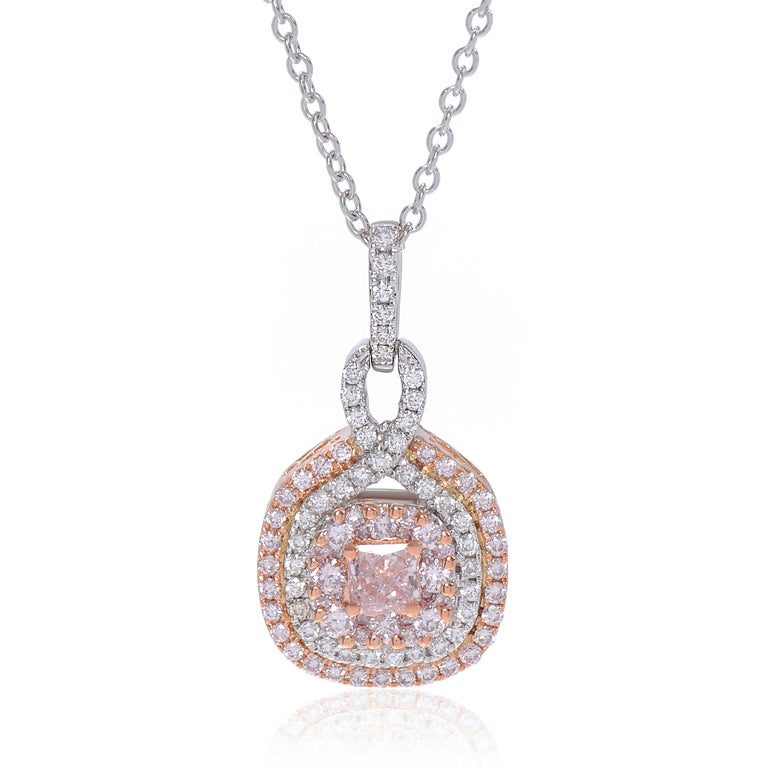 Gregg Ruth 18k Gold, Pink and White Diamond Pendant Necklace For Sale ...