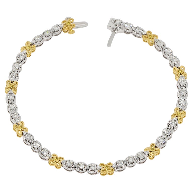 Gregg Ruth 18k Gold, White Diamond and Fancy Yellow Diamond Tennis ...