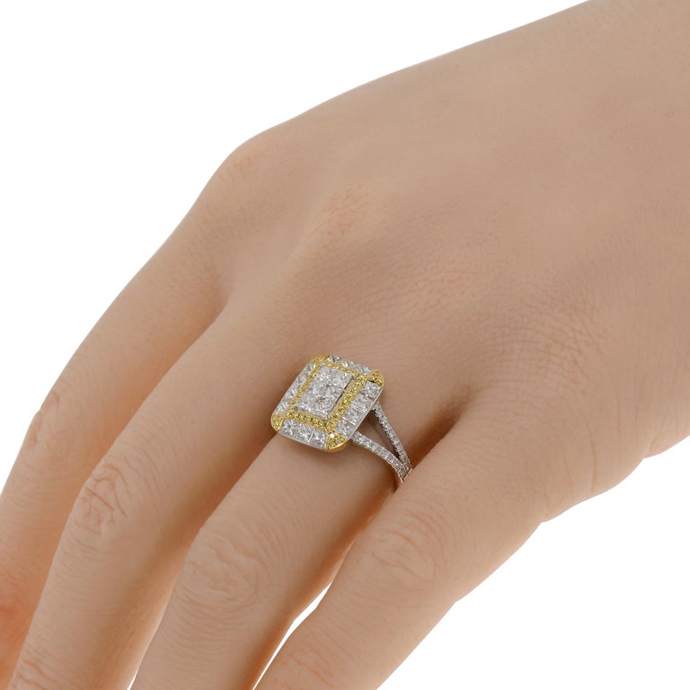 Gregg Ruth 18k Gold White Diamond and Fancy Yellow Diamond Engagement ...