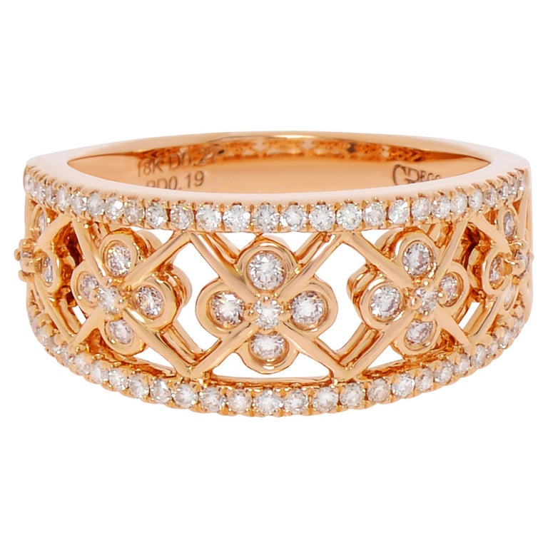 Gregg Ruth 18k Rose Gold, White Diamond Pink Diamond Band Ring For Sale ...