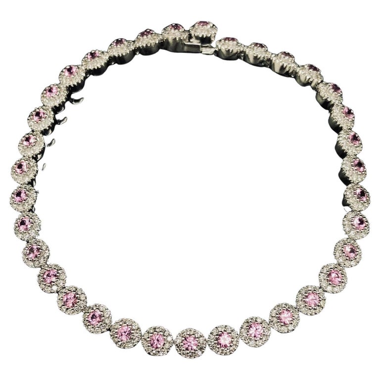 Gregg Ruth 18K White Gold 3.79ctw Round Pink Sapphire and Diamonds ...
